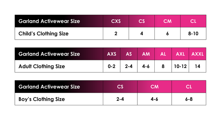 Sizing Information – Garland Activewear